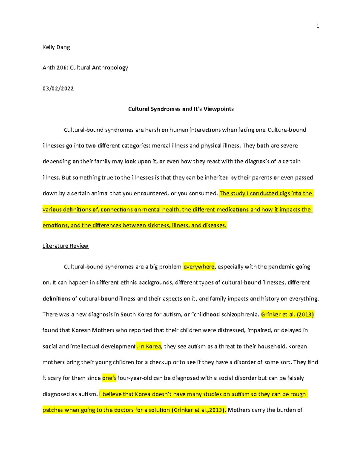Individual Research Paper Finished - Kelly Dang Anth 206: Cultural ...