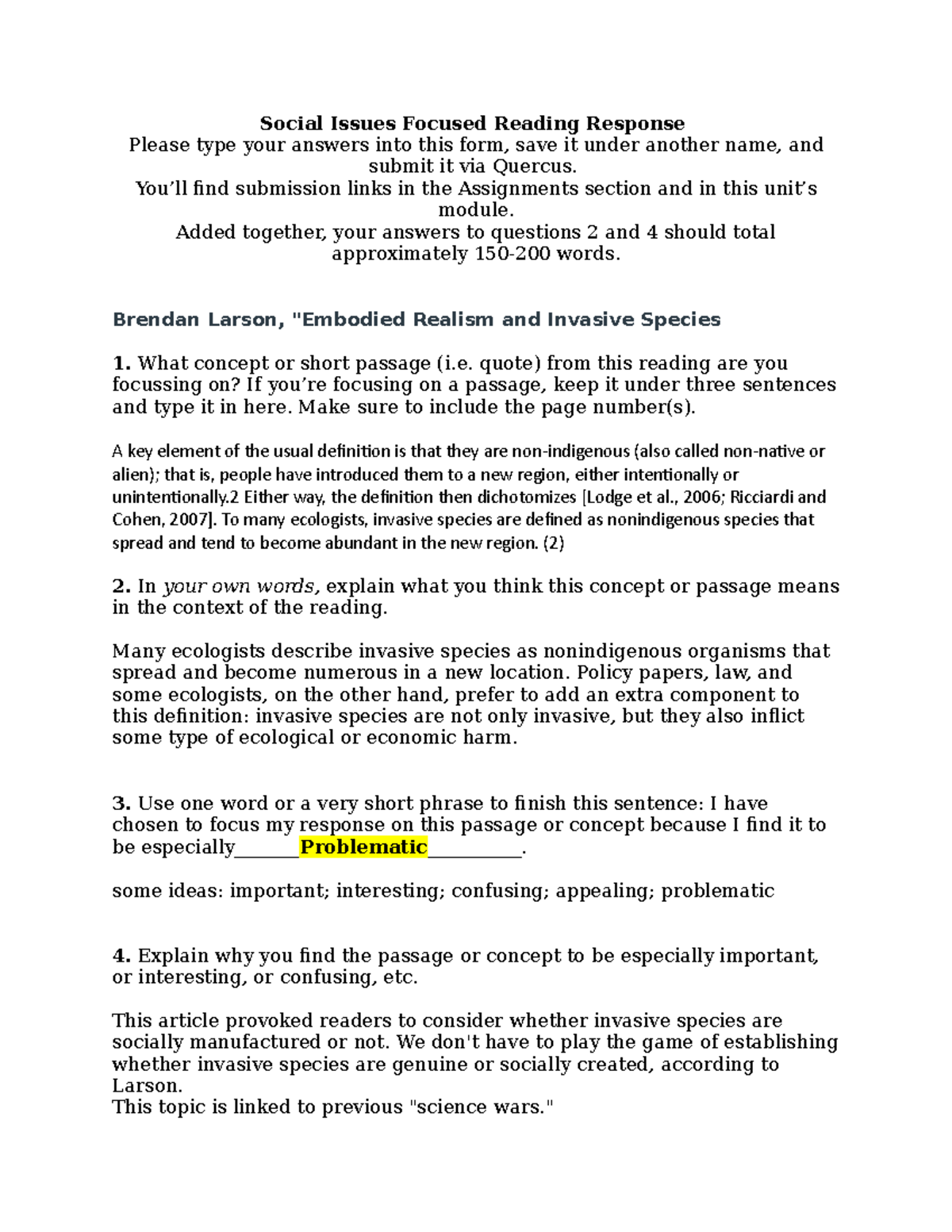 SI Focused Reading Response Template - Social Issues Focused Reading ...