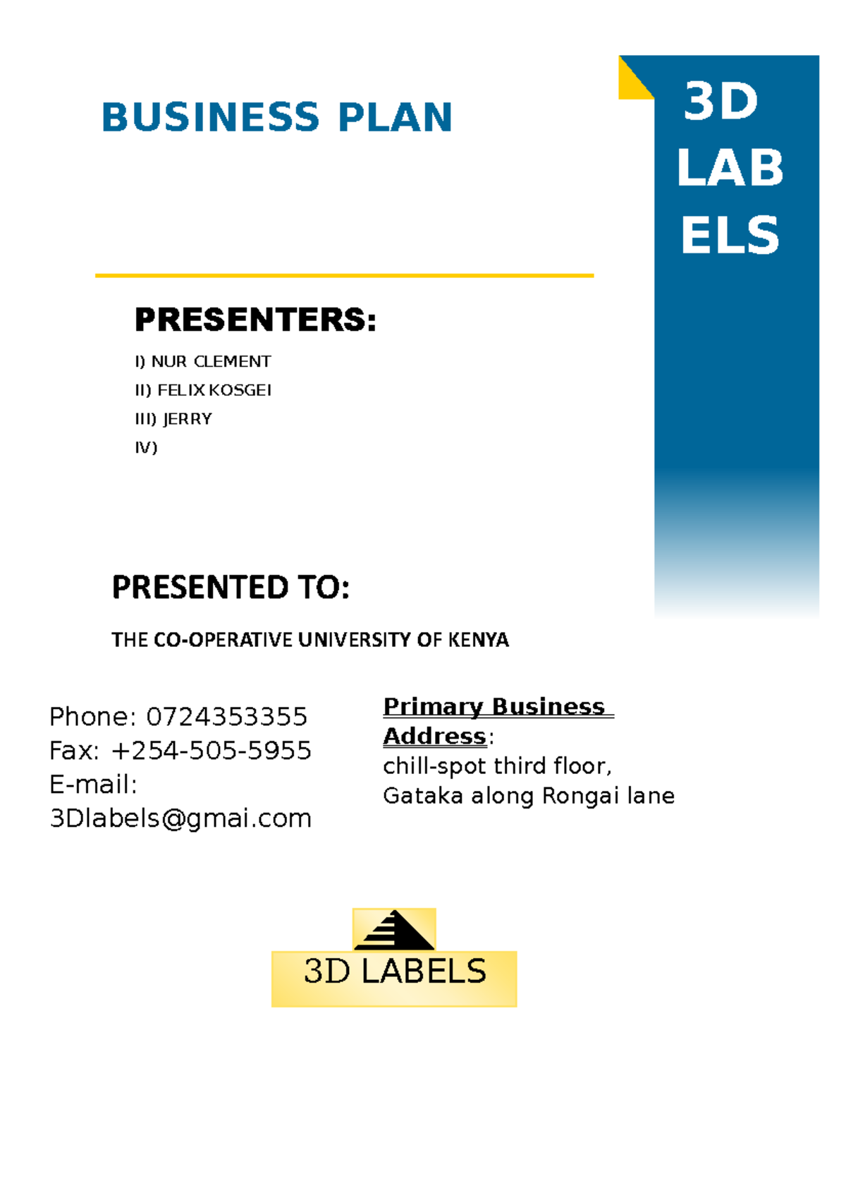 Declaration - revision notes - 3D LABELS Primary Business Address ...