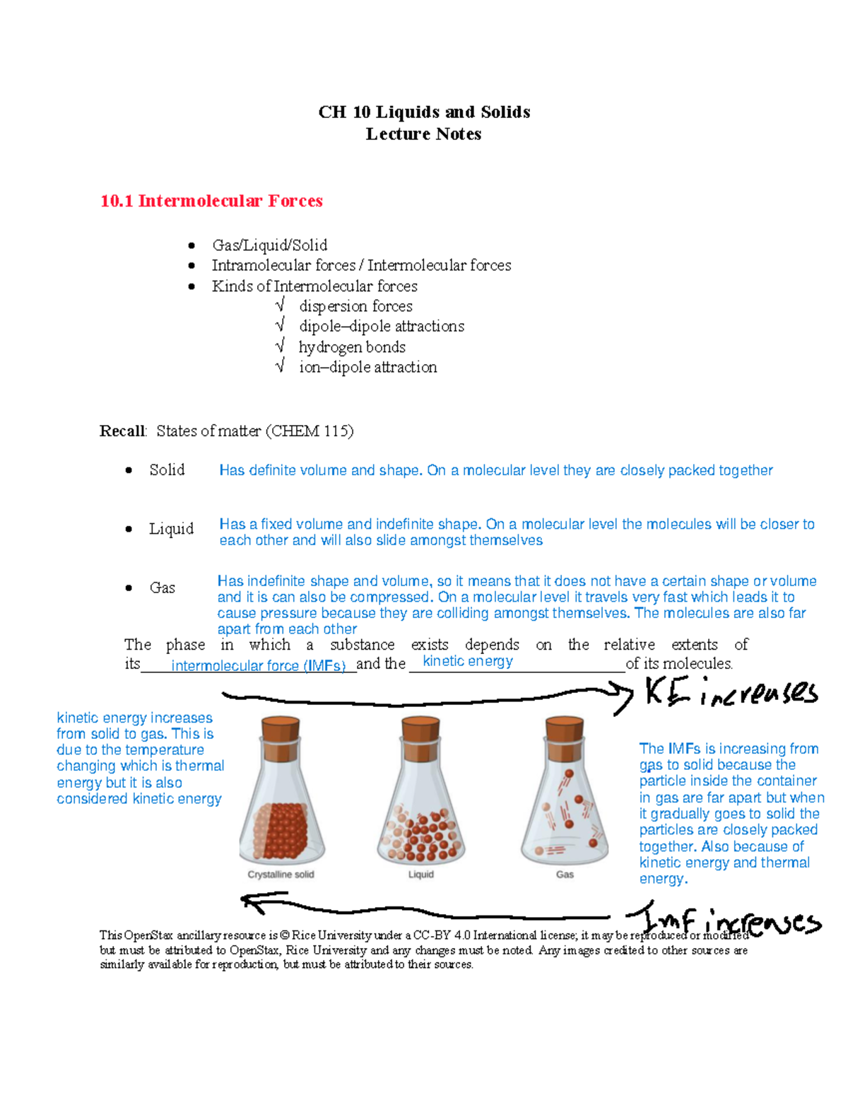 CH 10 Liquids and Solids Lecture Notes BB - CH 10 Liquids and Solids ...