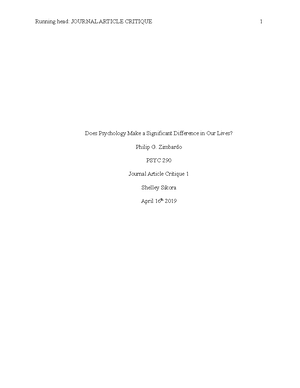 Critique Sample Update June18 - Example of a Journal Article Critique ...