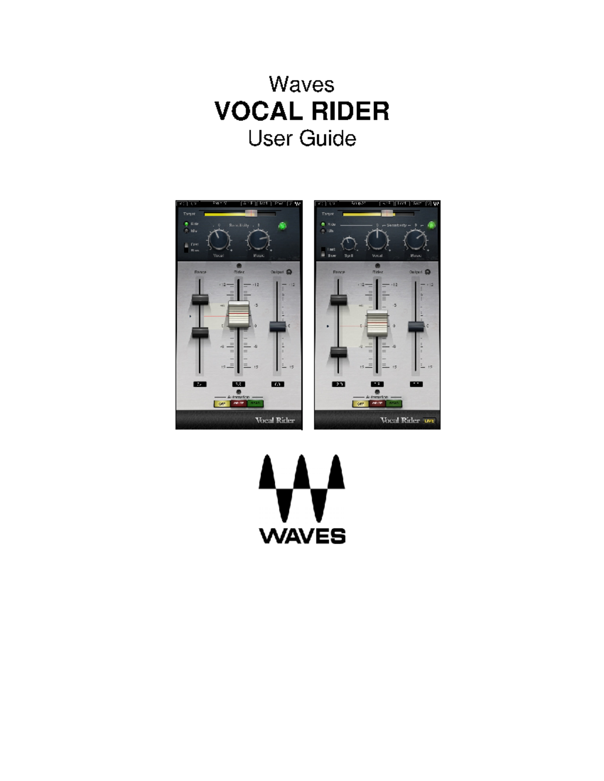 Vocal Rider - fvqwrvrqver - Waves VOCAL RIDER User Guide Waves Vocal ...