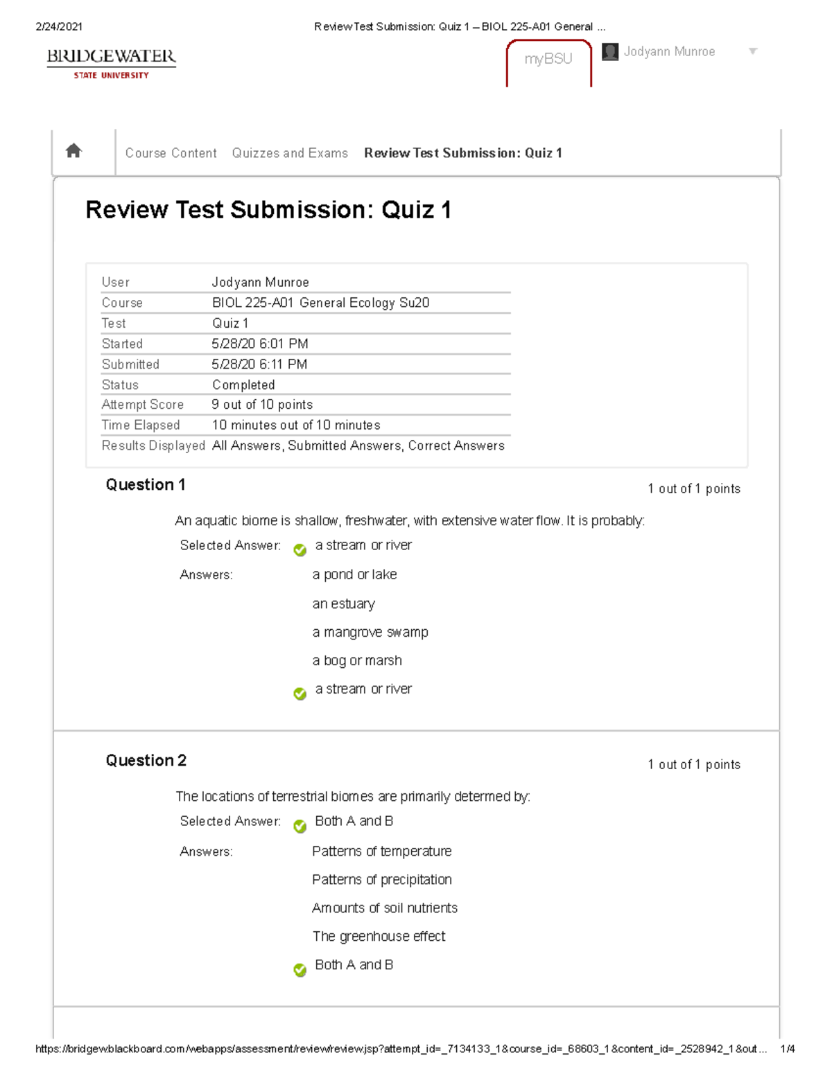 Quiz 1 Review: Ecology Biomes and Climate - Studocu