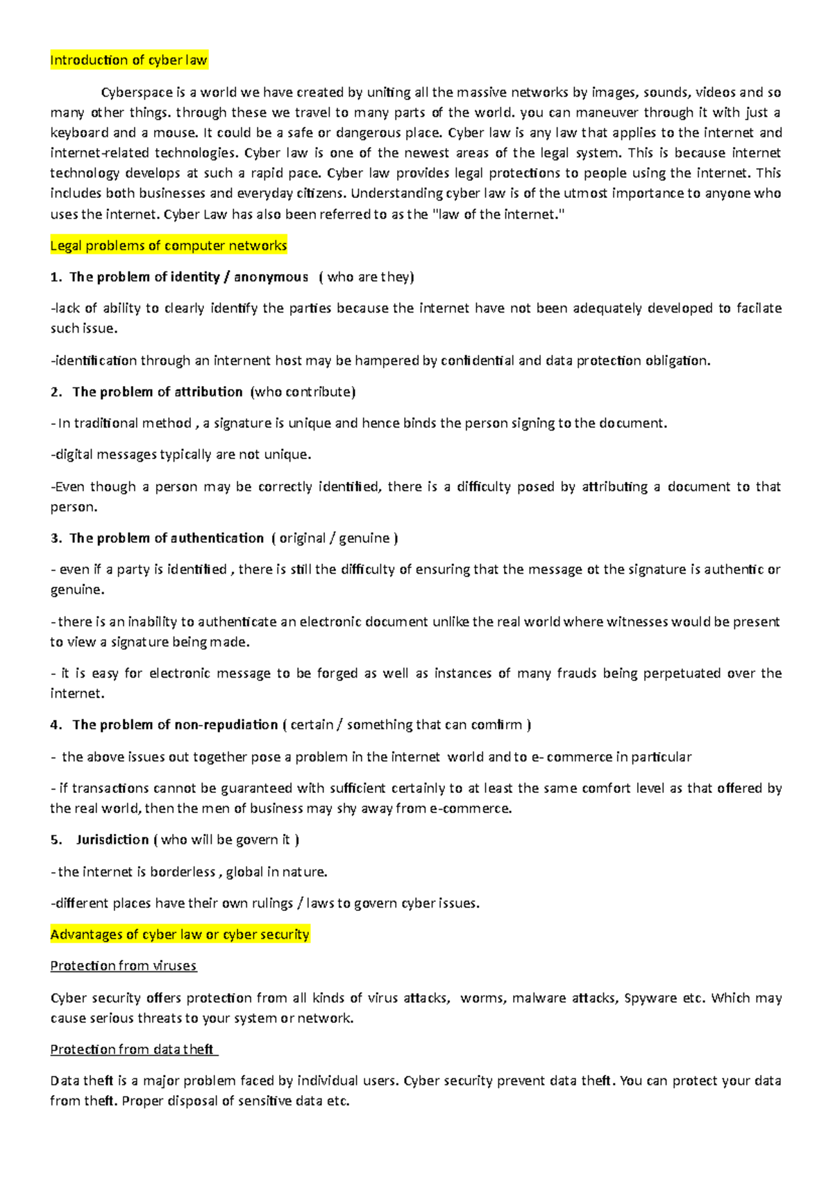 Cyber law - the introduction lecture notes - Introduction of cyber law ...