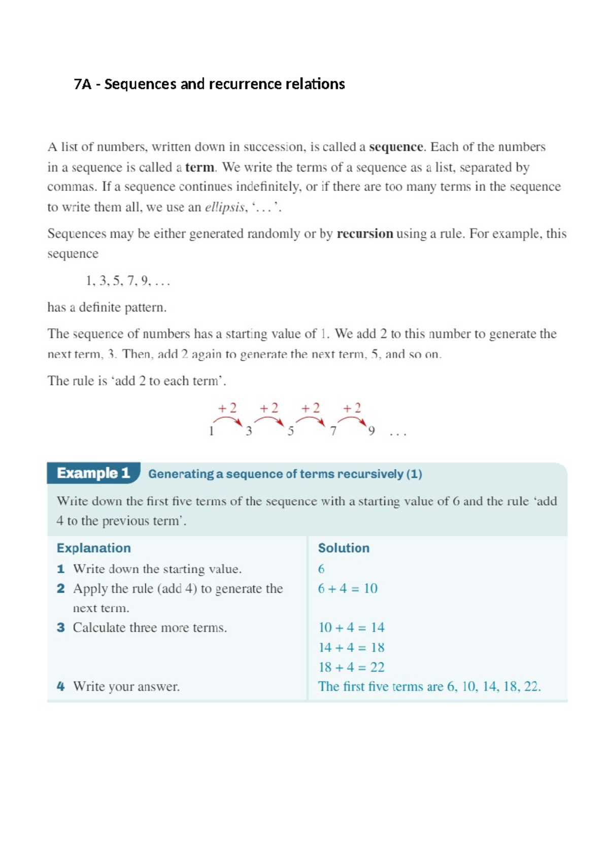 U1 AOS2 Bound REF - 7A - Sequences and recurrence relations 7B - Modelling linear growth and ...