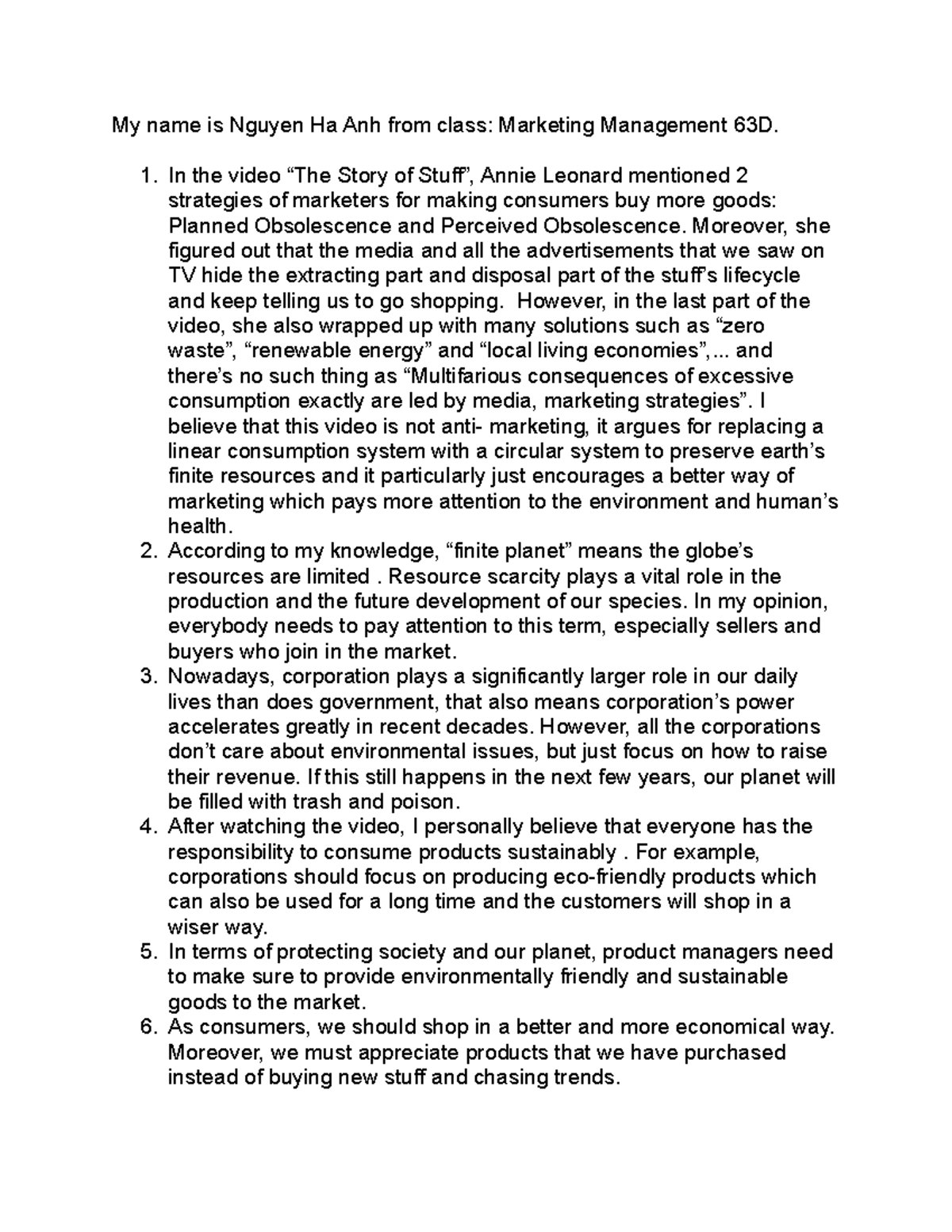 The story of stuff - quản trị sản phẩm - My name is Nguyen Ha Anh from ...