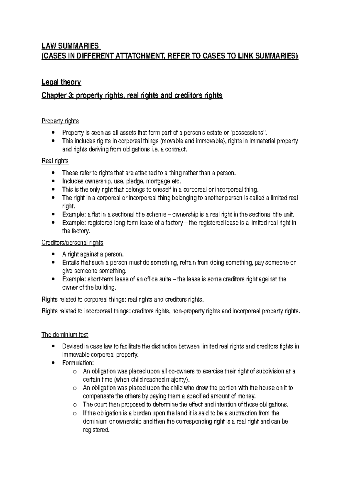 LAW Summaries - LAW SUMMARIES (CASES IN DIFFERENT ATTATCHMENT, REFER TO ...