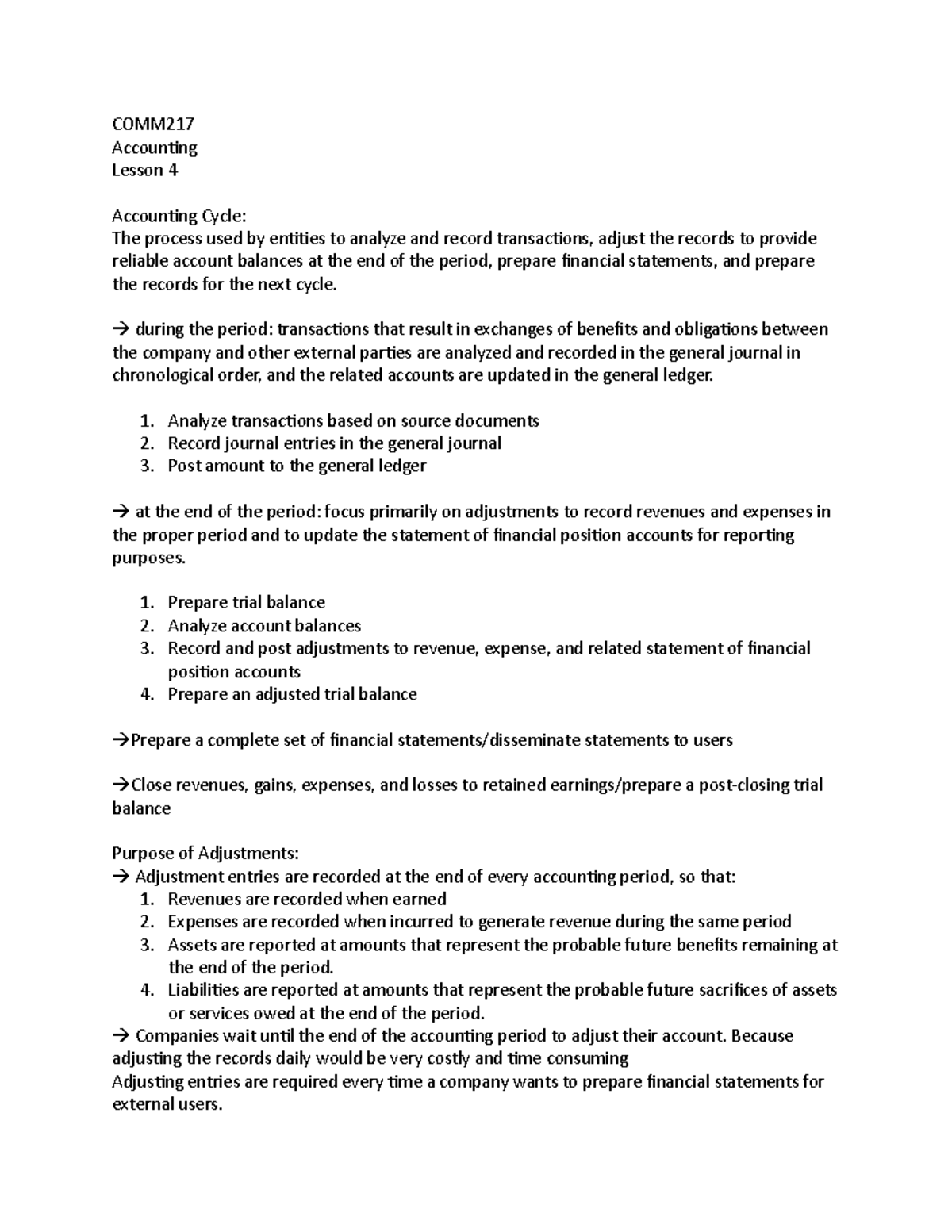 217 Chap 4 section ex lecture notes 2022 - COMM Accounting Lesson 4 ...