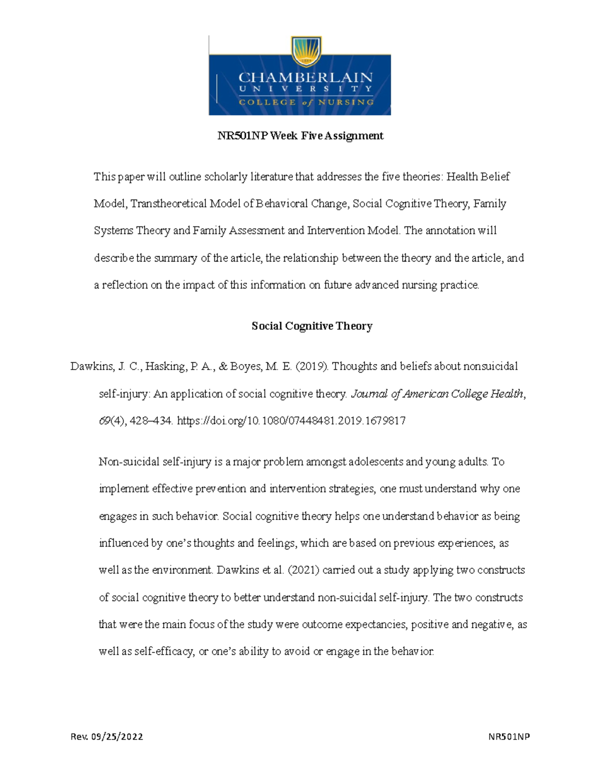 W5 Assignment - w5 assign - NR501NP Week Five Assignment This paper ...