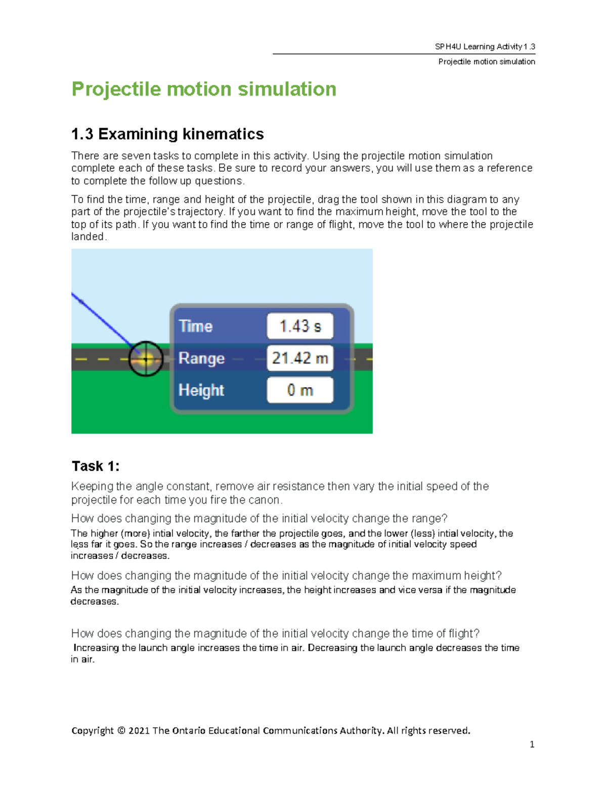 Labpdf - ccccccccccccccccccccccccc - Projectile motion simulation ...
