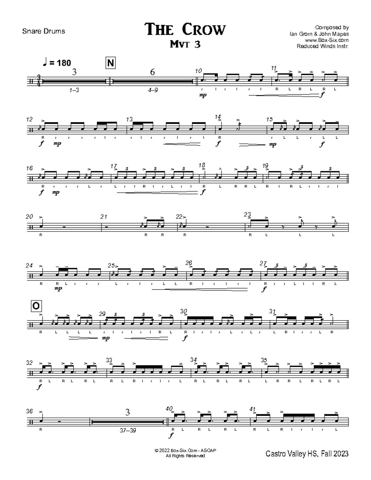 Castro Valley HS The Crow mvt3 Percussion Parts - Composed by Ian Grom ...