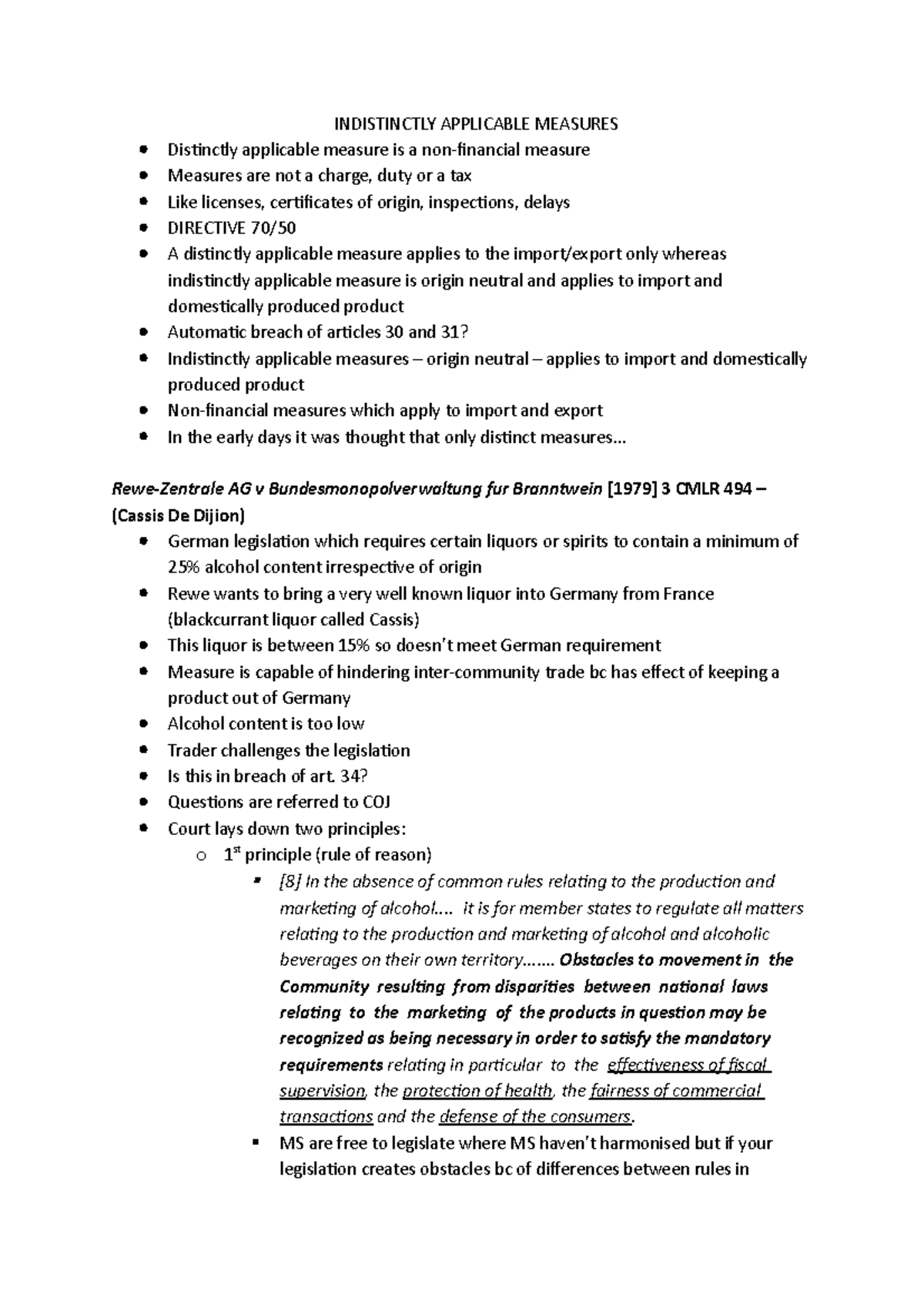 Indistinctly Applicable Measures - .. Rewe-Zentrale AG v ...