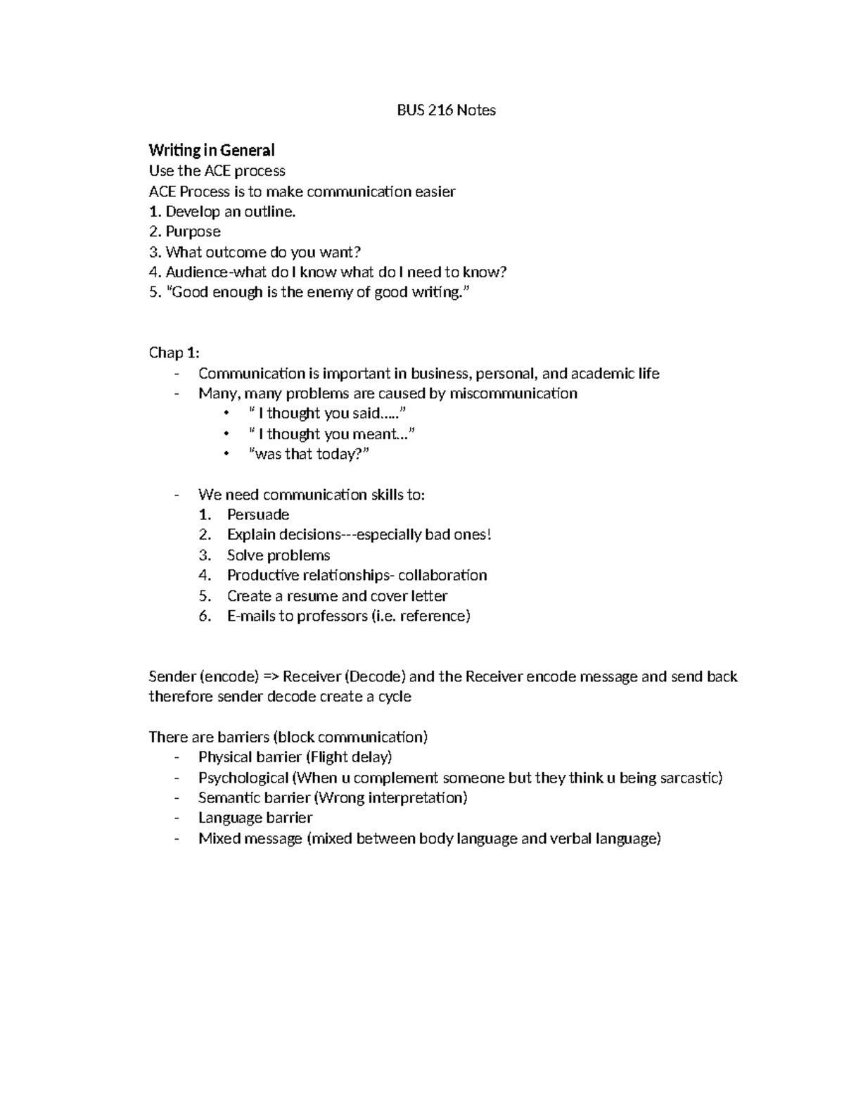 BUS 216 Notes - Summary Business Communications - BUS 216 Notes Writing ...