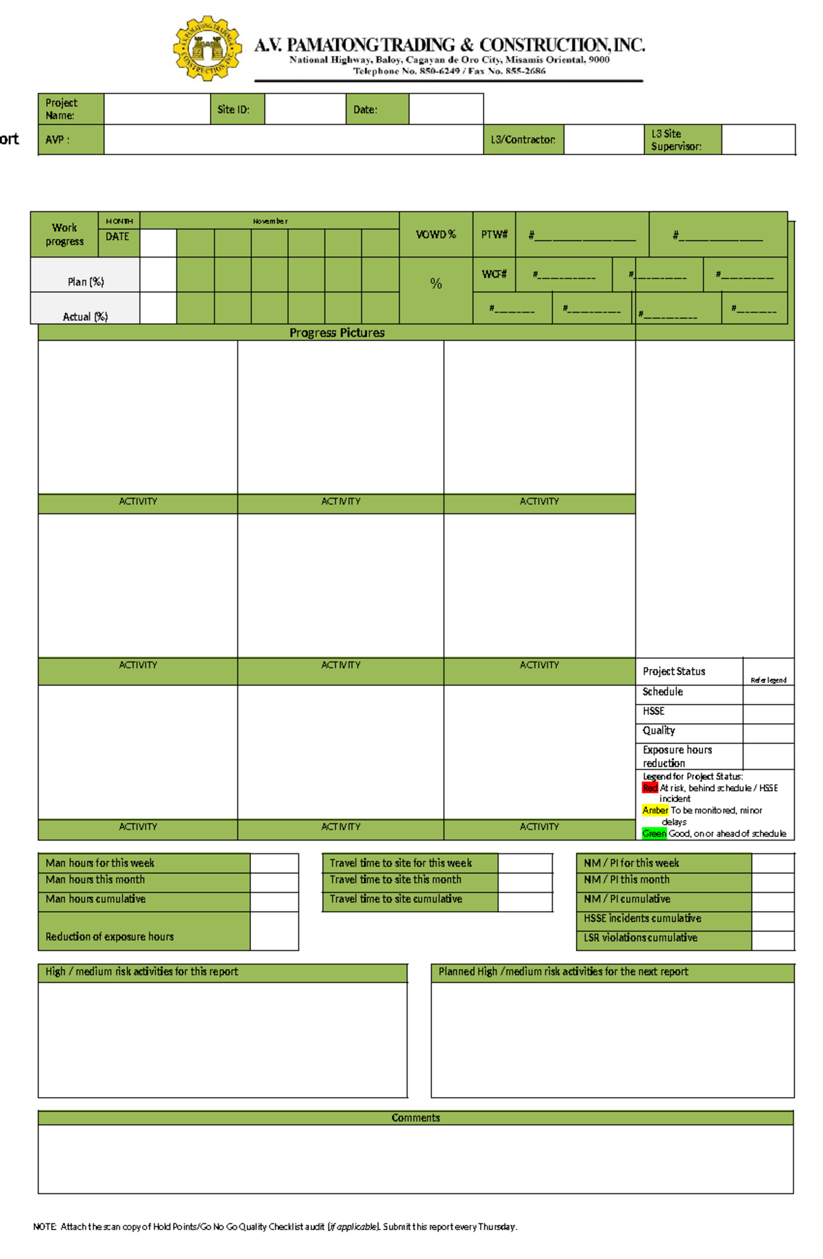 422727867-Weekly-Construction-Progress-Report - NOTE: Attach the scan ...