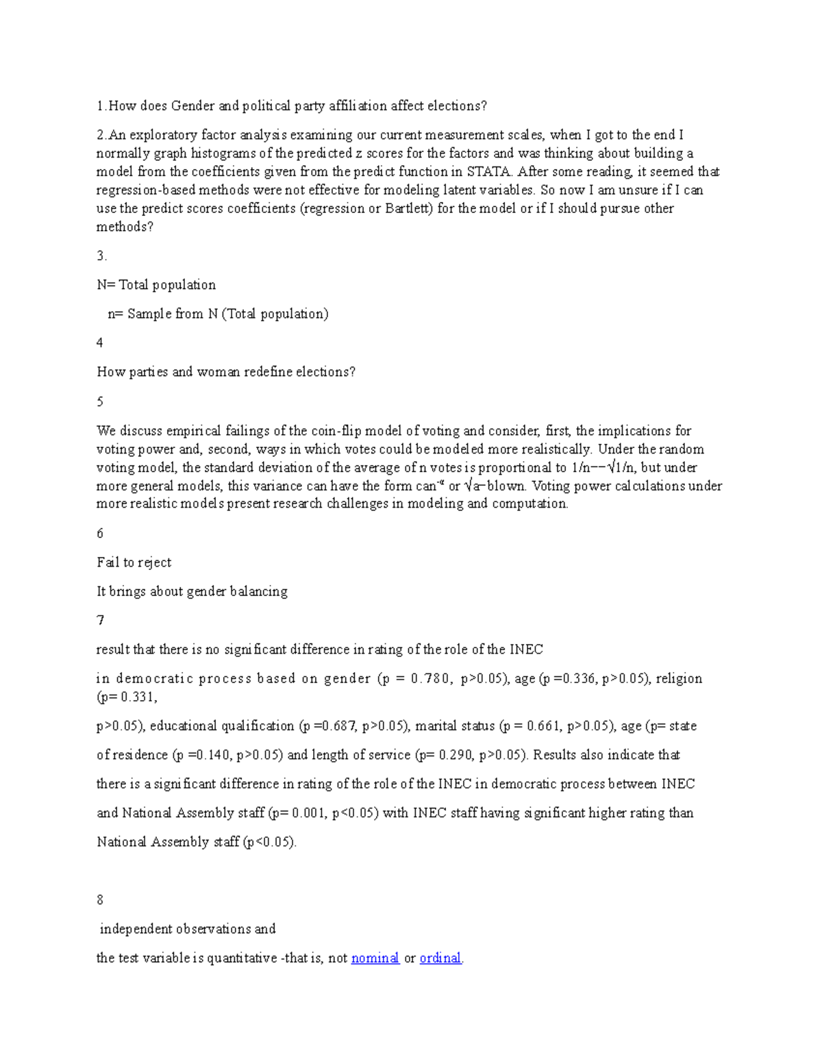 acc 2012 Assignments - 1 does Gender and political party affiliation ...
