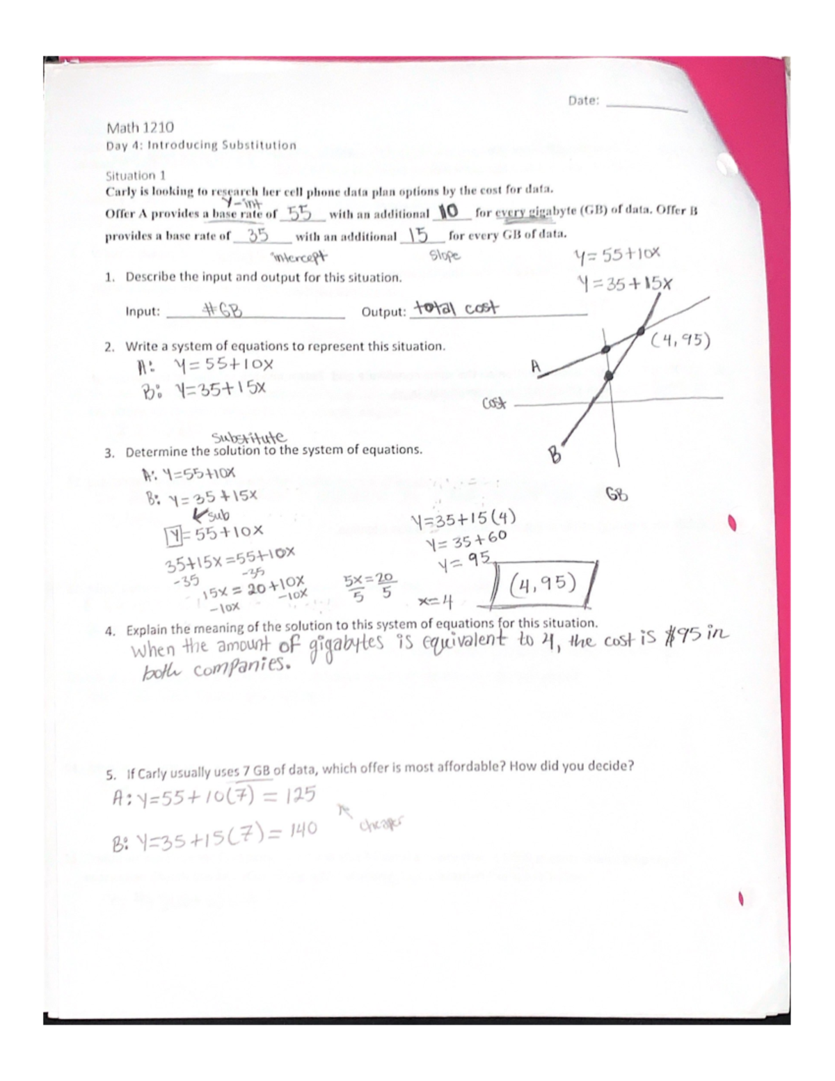 Situation 5 - Algebra Practice Assignment - MATH 1310 - Studocu