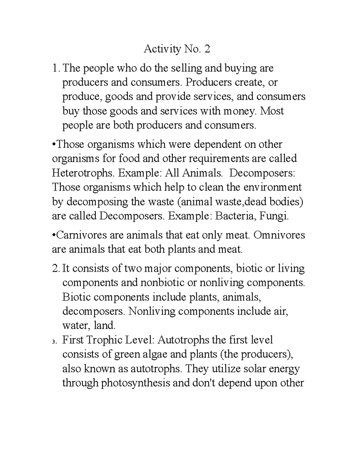 Activity 2 - Science - Sample - Activity No. 2 The people who do the ...