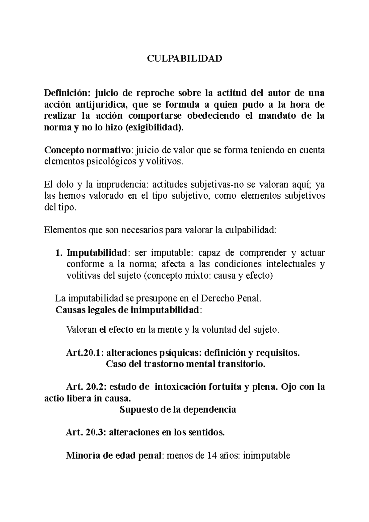 Esquema culpabilidad y punibilidad - CULPABILIDAD Definición: juicio de ...