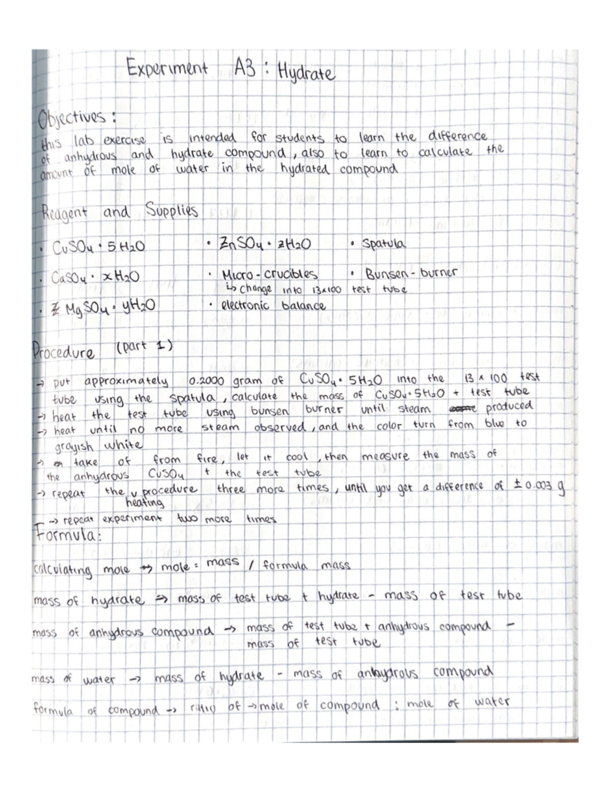 lab Experiment 3A - CHEM 1A - Studocu