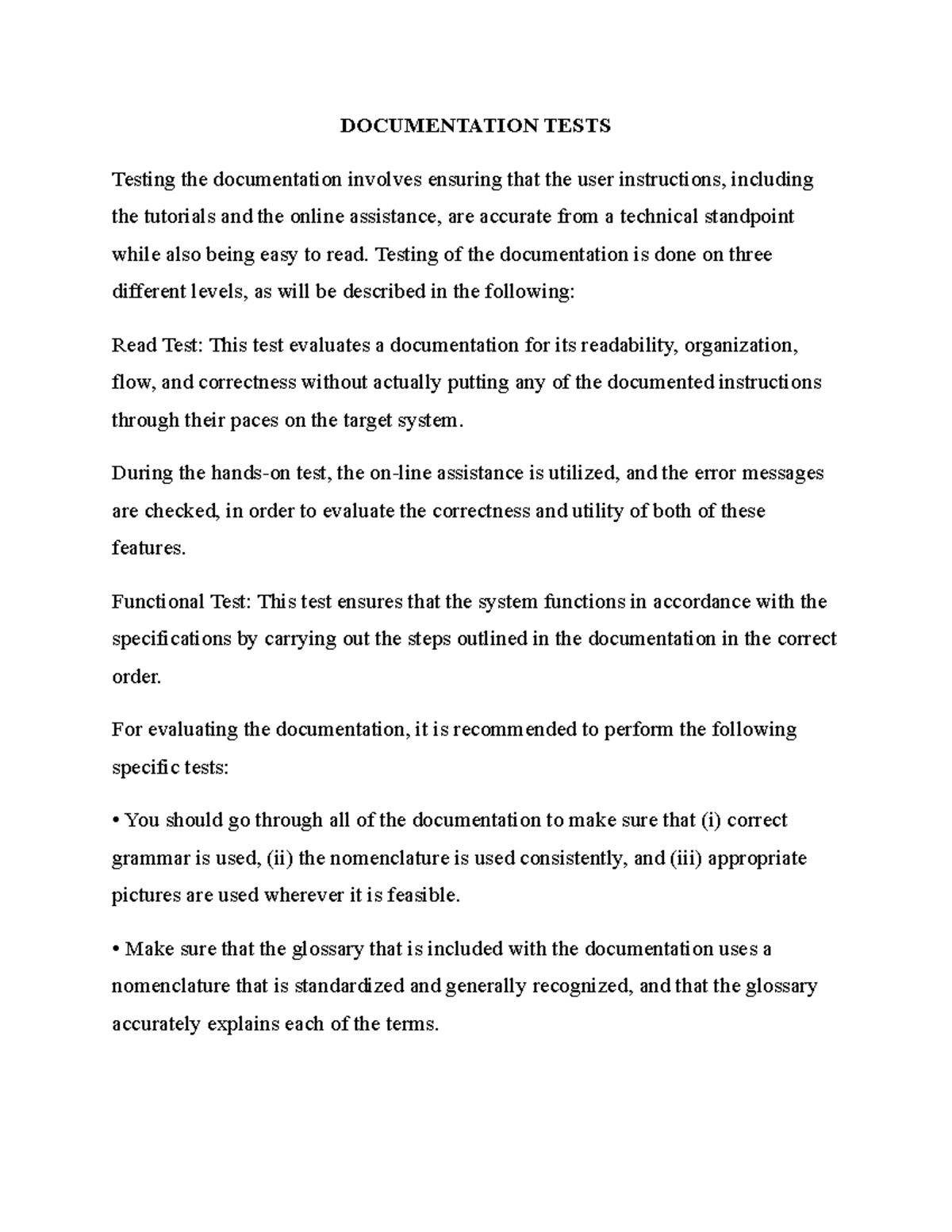 Documentation Tests - DOCUMENTATION TESTS Testing the documentation ...