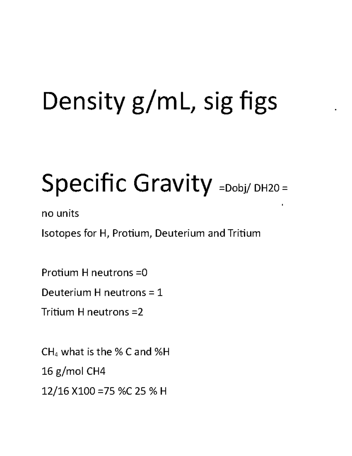 Review-JAN25th - Review of General Chemistry Chapter 1 - Density g/mL ...