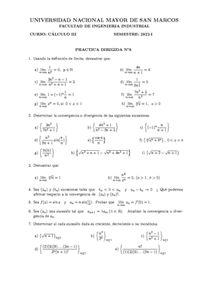 Practica calificada tipo simulacro de examen - PRACTICA DIRIGIDA (SIMULACRO) CURSO: CALCULO III ...