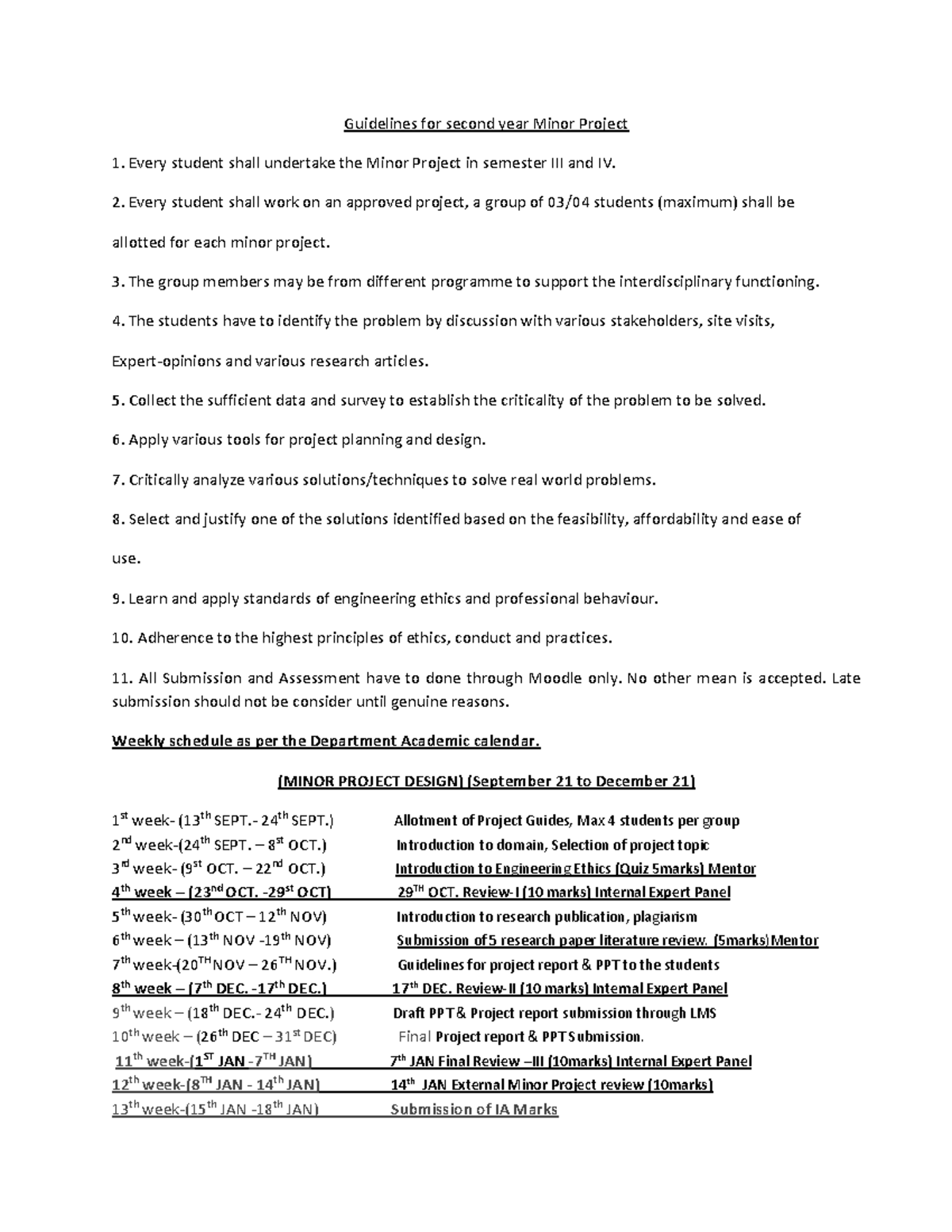 Guidelines for Minor Project Design & Scheduled plan - Guidelines for ...
