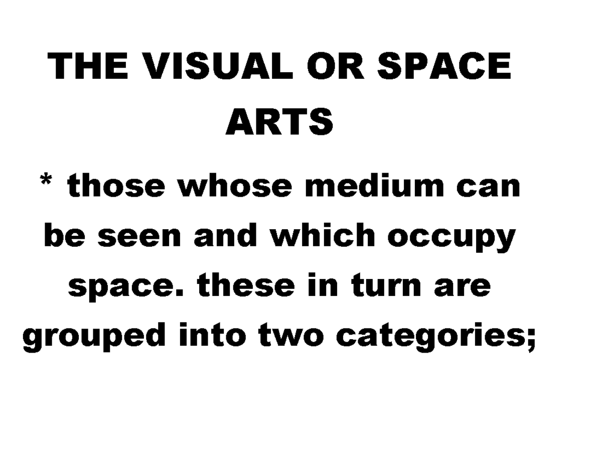 THE Visual OR Space ARTS - English semantics and pragmatics - THE ...