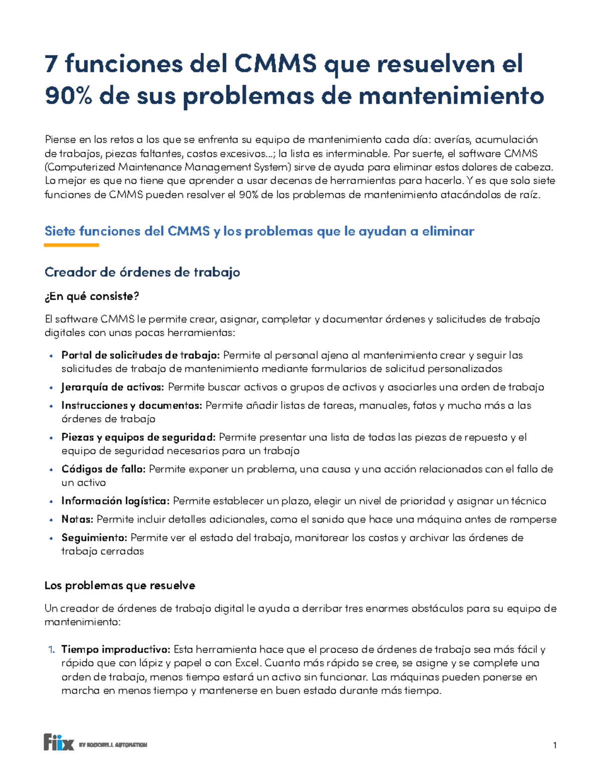 Que debe tener un CMMS - Gestion de un software de mantenimiento - 7 ...