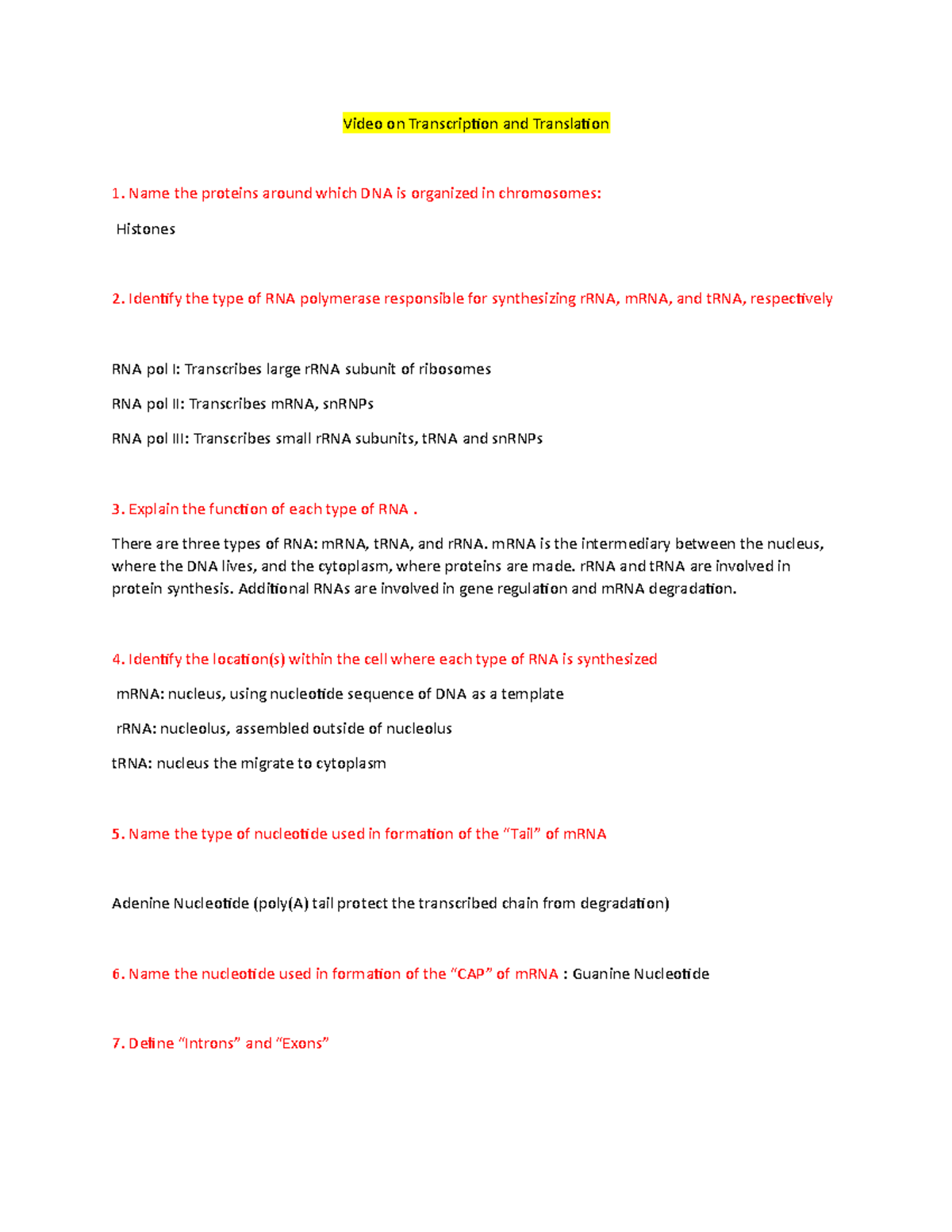 6. Video on Transcription and Translation - Video on Transcription and ...