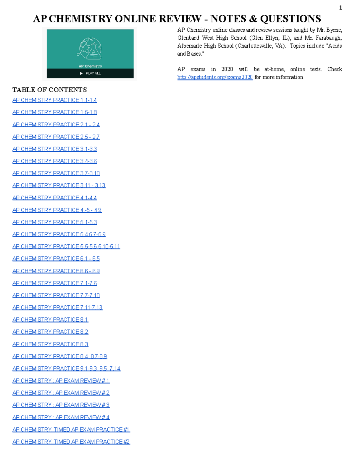 Chemistry Notes - Lecture - AP CHEMISTRY ONLINE REVIEW - NOTES ...