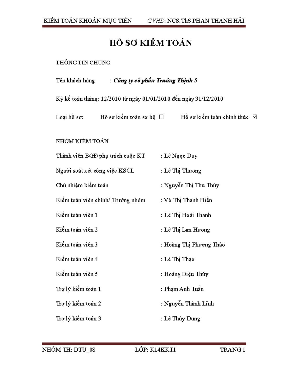 123doc kiem toan khoan muc tien trong quy trinh kiem toan bao cao tai chinh tai cong ty co phan ...