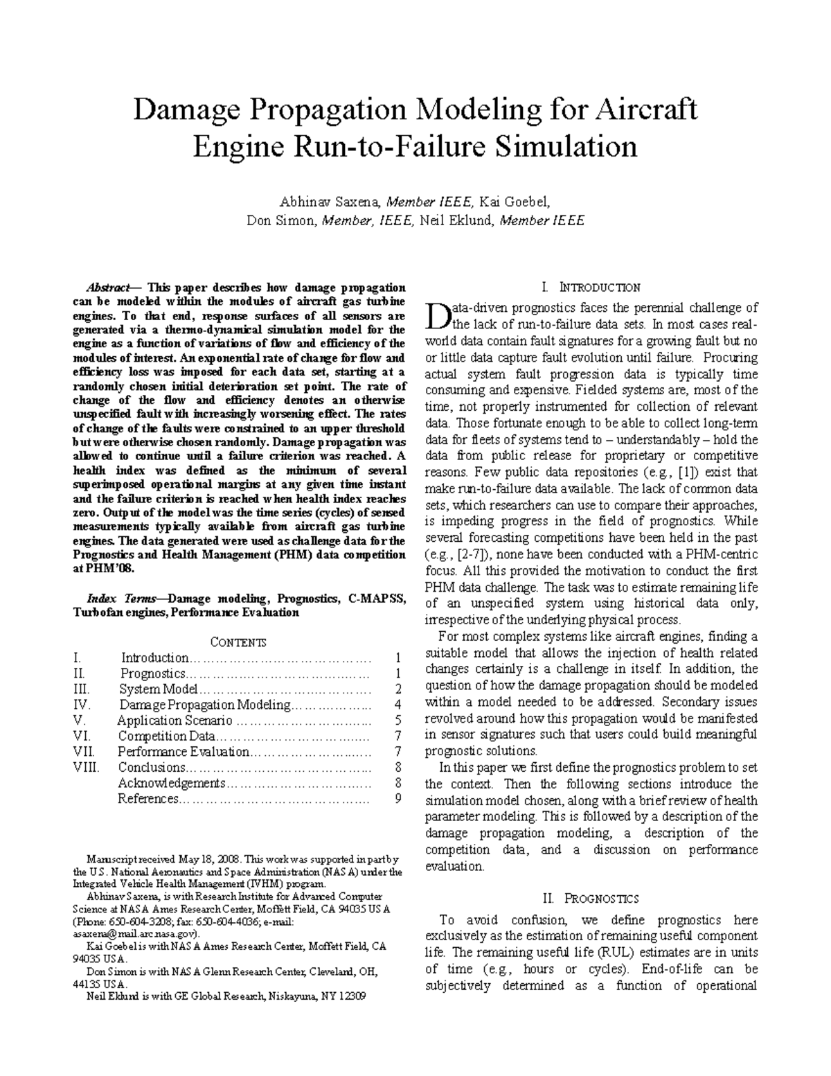 Damage Propagation Modeling - Abstract— This paper describes how damage ...