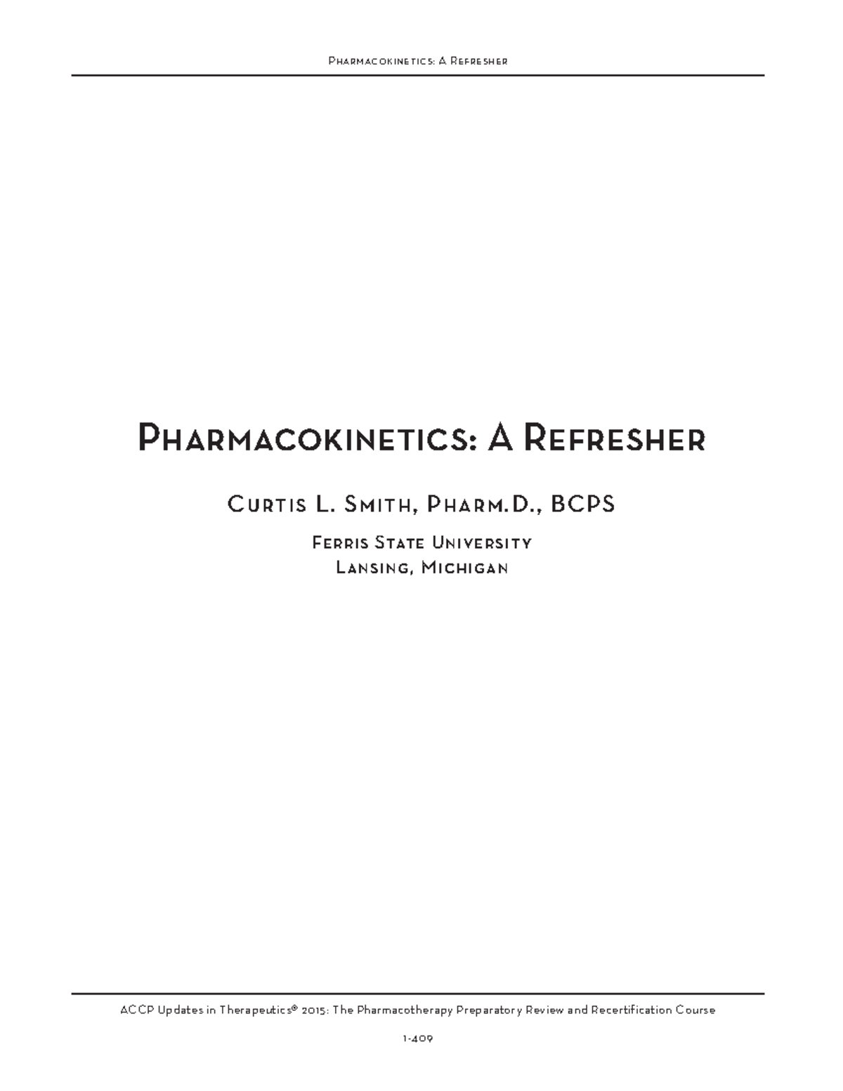 PPC15 Pharmacokinetics workbook - ACCP Updates in Therapeutics® 2015 ...