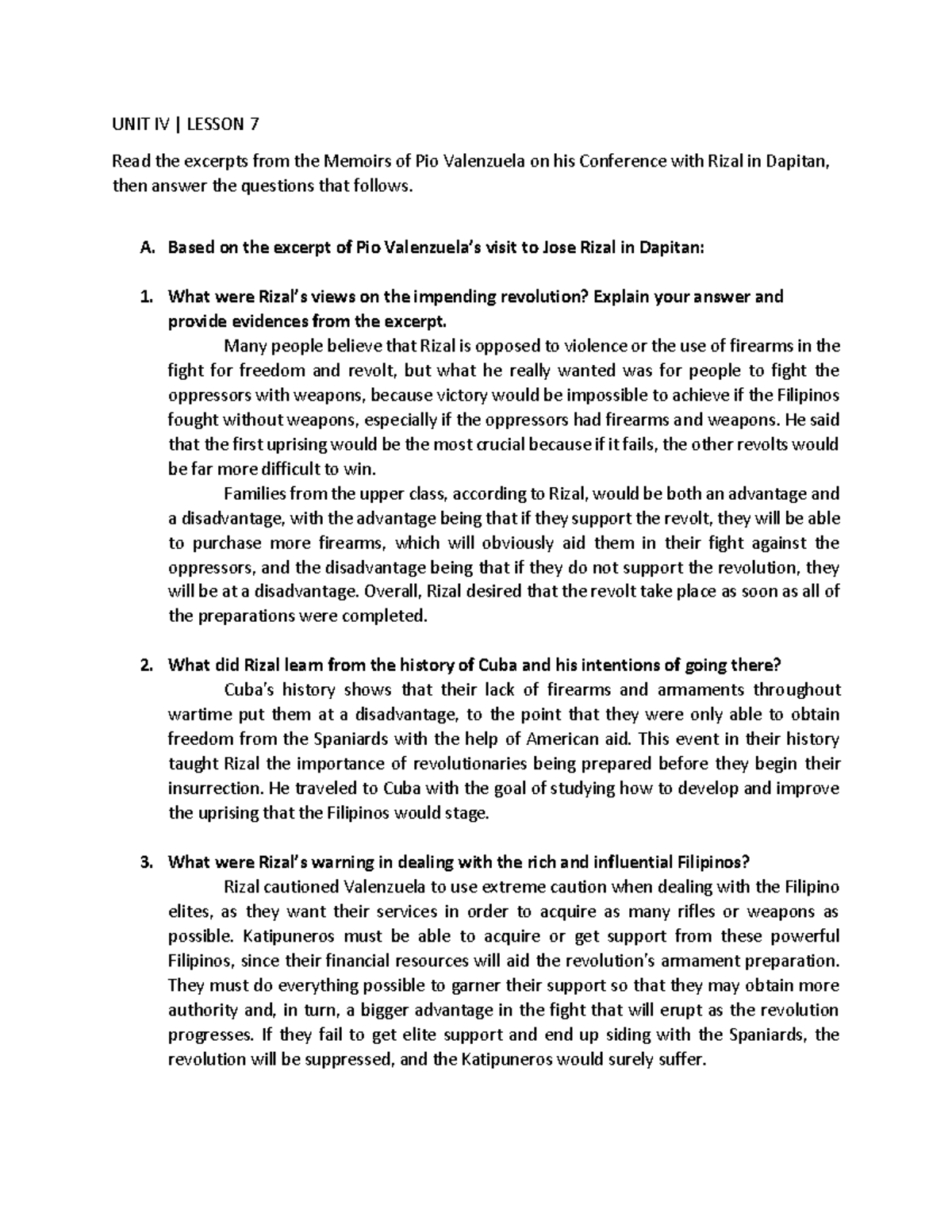 UNIT 4, Lesson 7 Readings in Philippine History - UNIT IV | LESSON 7 ...