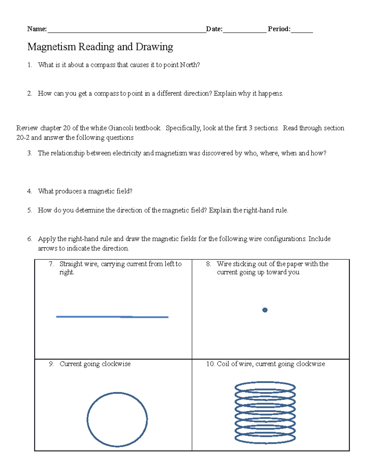 Magnetism Reading and Drawing - Name:__________________________Date ...