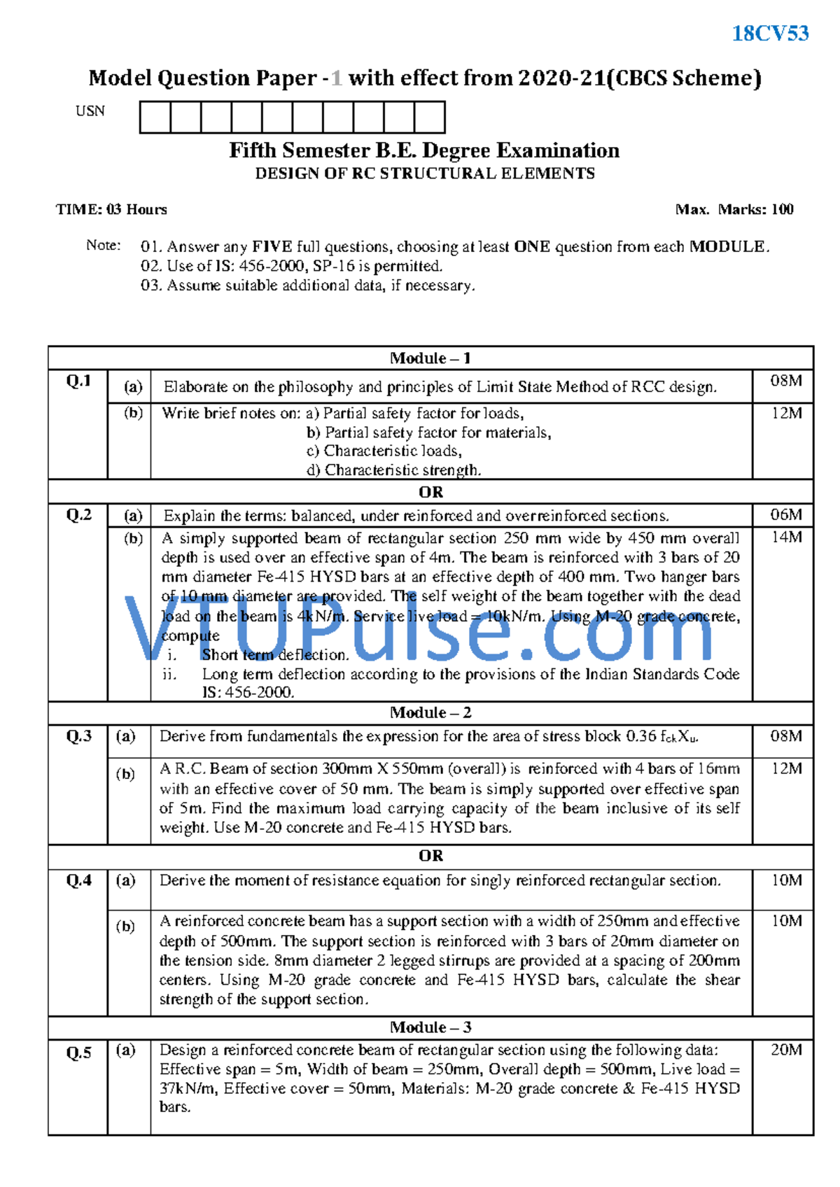 18CV53 - arun kumar yadav - VTUPulse 18CV Model Question Paper - 1 with ...
