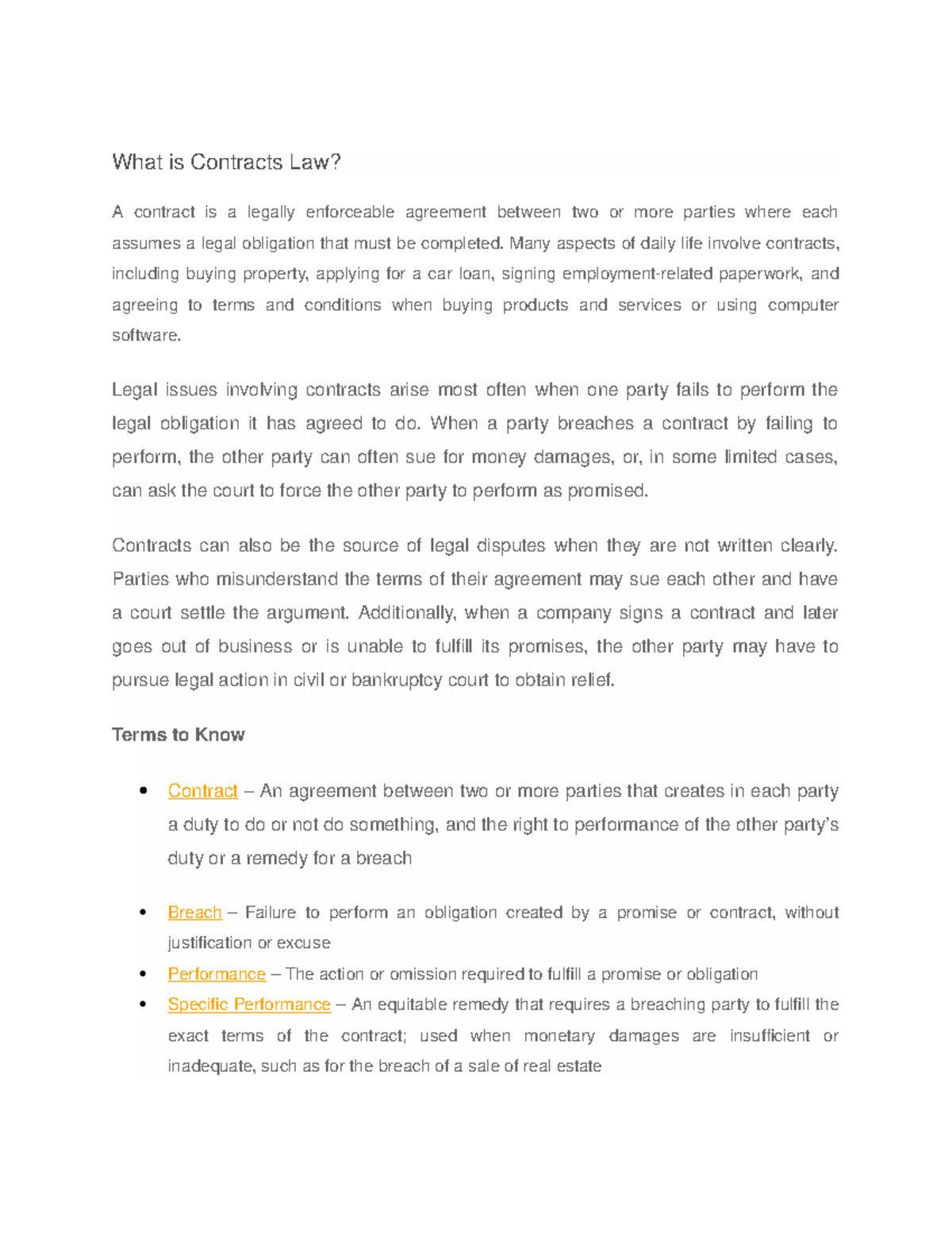 Contracts law - Lecture notes 3-5 - What is Contracts Law? A contract ...