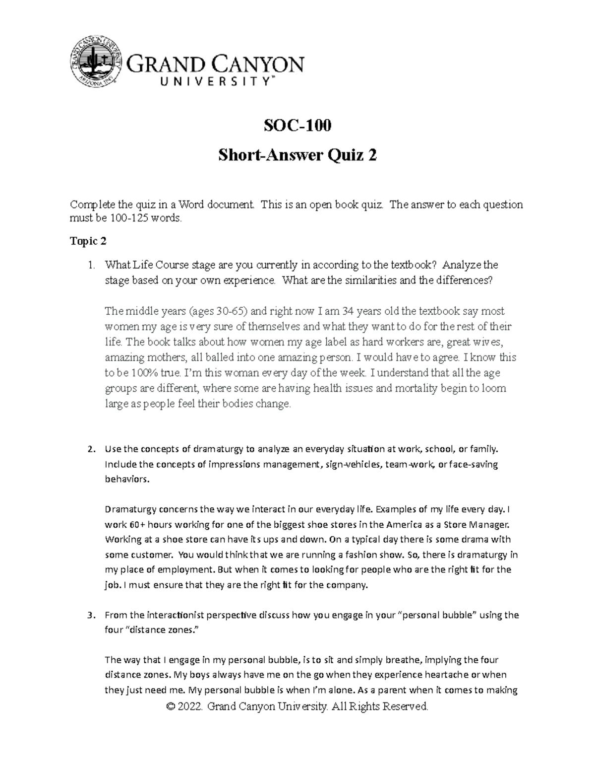 Short Answer Quiz 2 - Quiz - SOC- Short-Answer Quiz 2 Complete the quiz ...