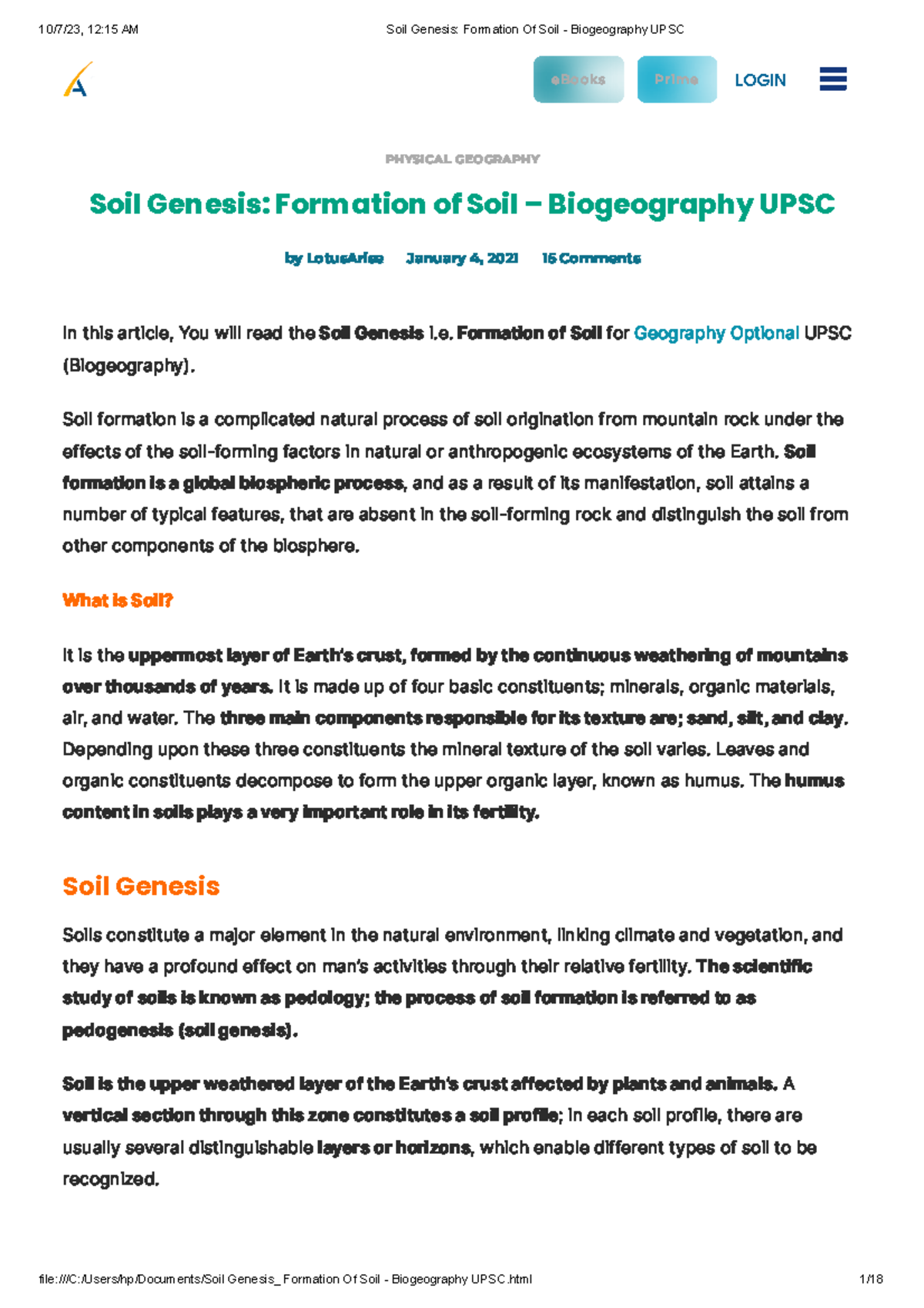Soil Genesis Formation Of Soil - Biogeography UPSC - PHYSICAL GEOGRAPHY ...