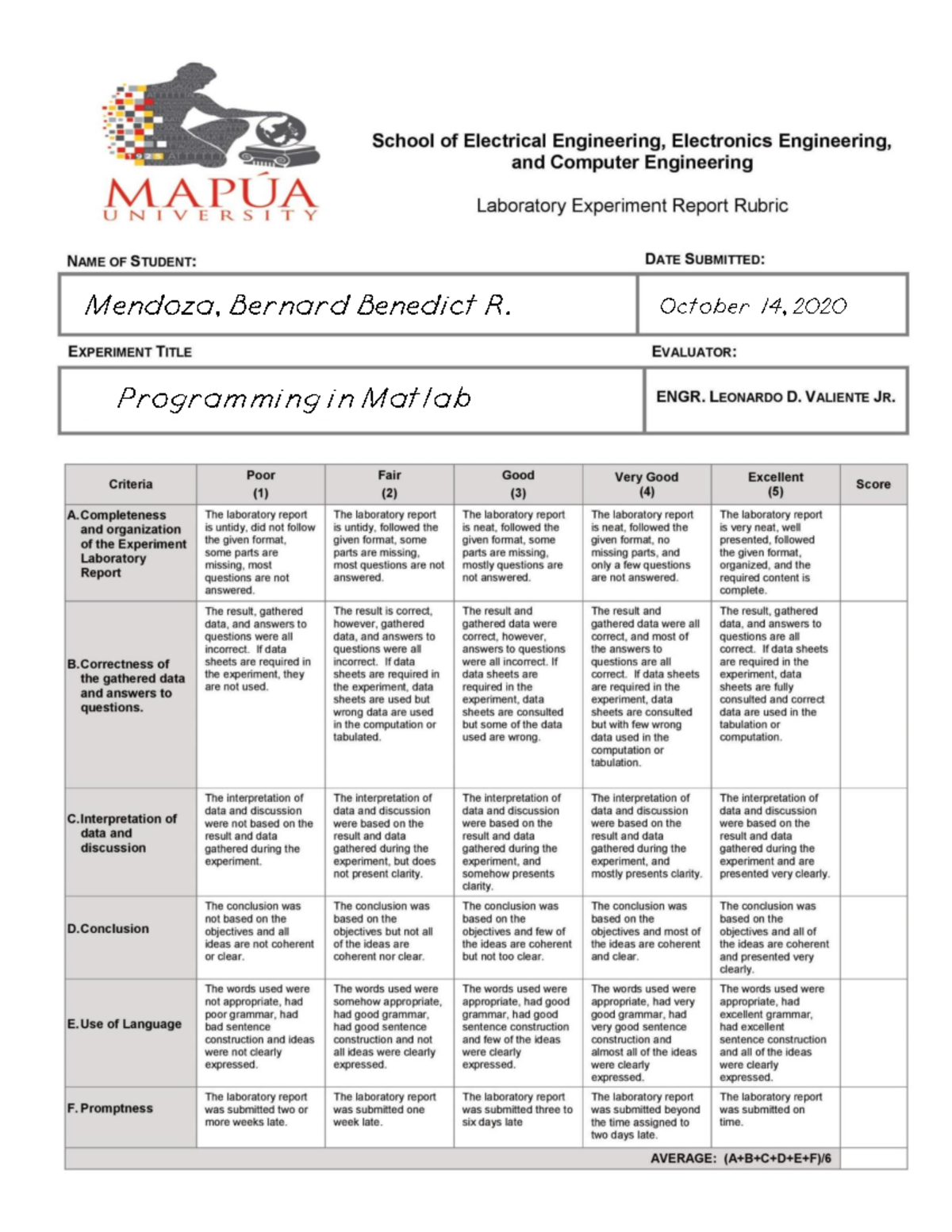 ECE107 L B11 EXP5 Mendoza - Mendoza, Bernard Benedict R. October 14 ...
