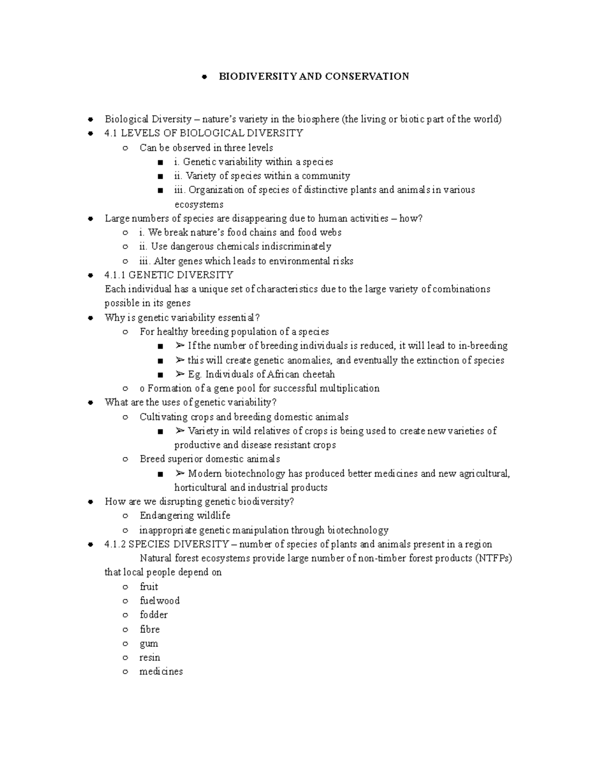 EVS Doc Biodiversity and Conservation - BIODIVERSITY AND CONSERVATION ...
