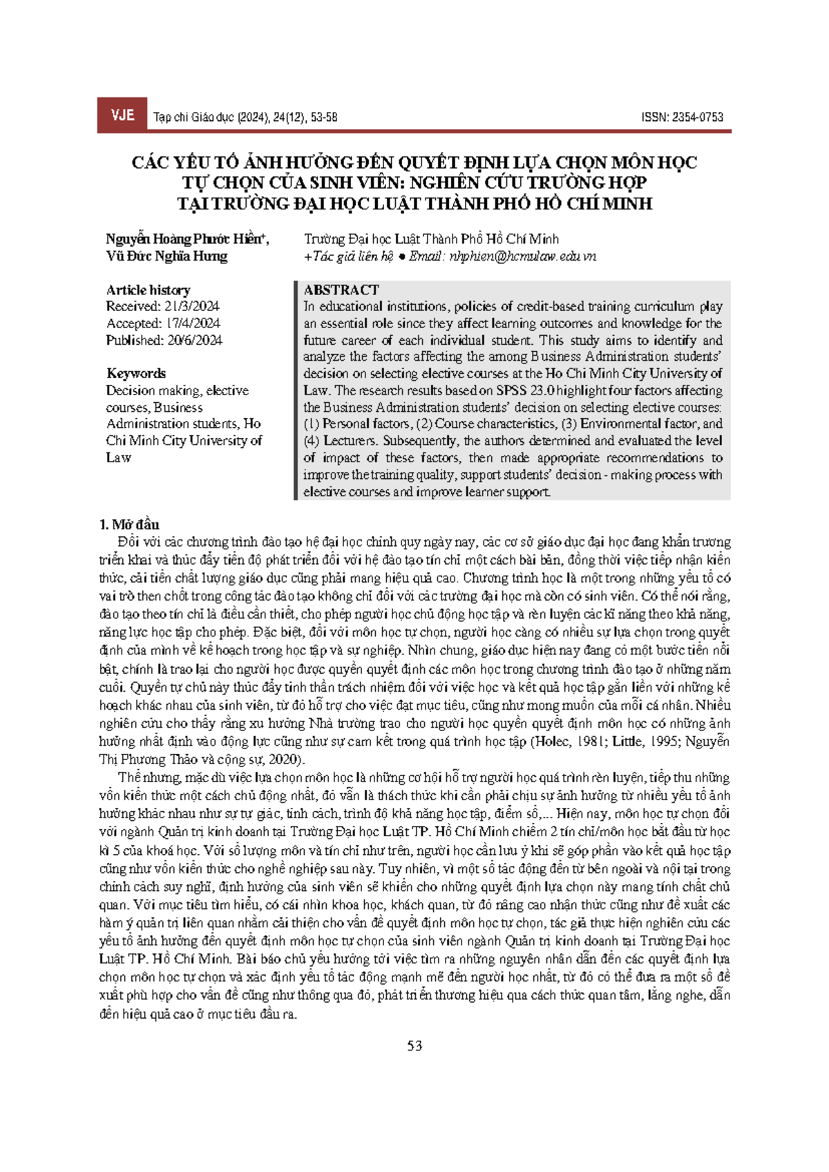 Cc yu t nh hng n quyt nh la chn mn hc t chn ca sinh vin nghin cu trng hp ti trng i hc lut thnh ...