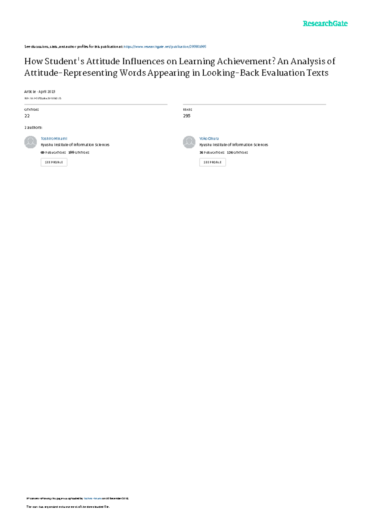 How Students Attitude Influences on Learning Achievement - 14257/ijdta ...