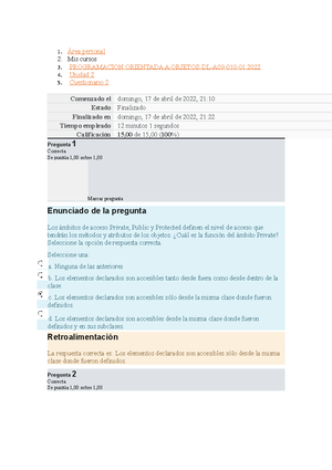 Cuestionario programación -Java - Curso Java inicial - Studocu