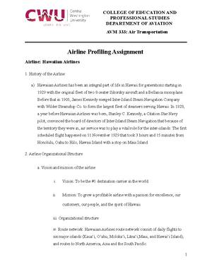 Airline Profiling Assignment 2018 - COLLEGE OF EDUCATION AND ...