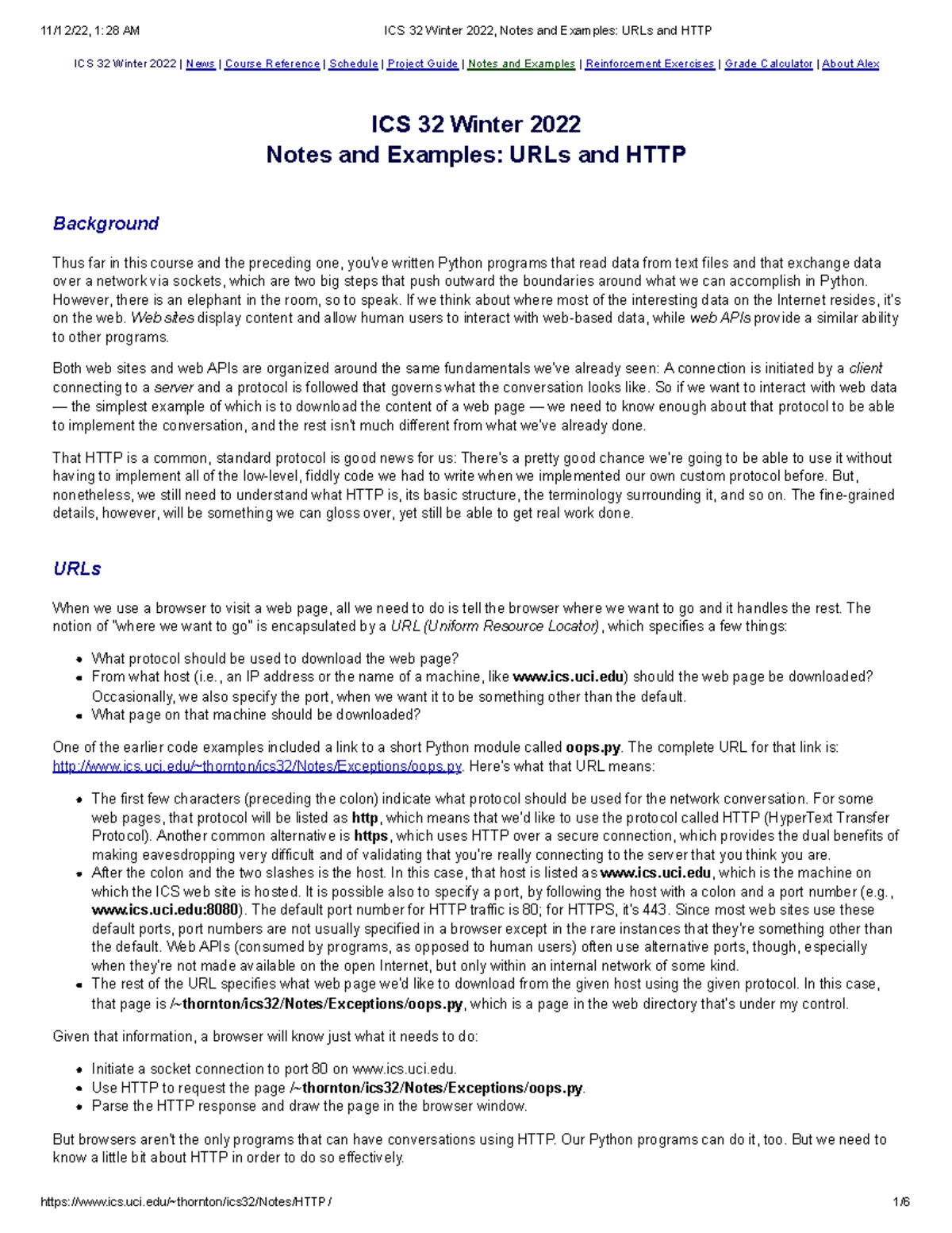 ICS 32 Winter 2022, Notes and Examples URLs and HTTP - ICS 32 Winter ...