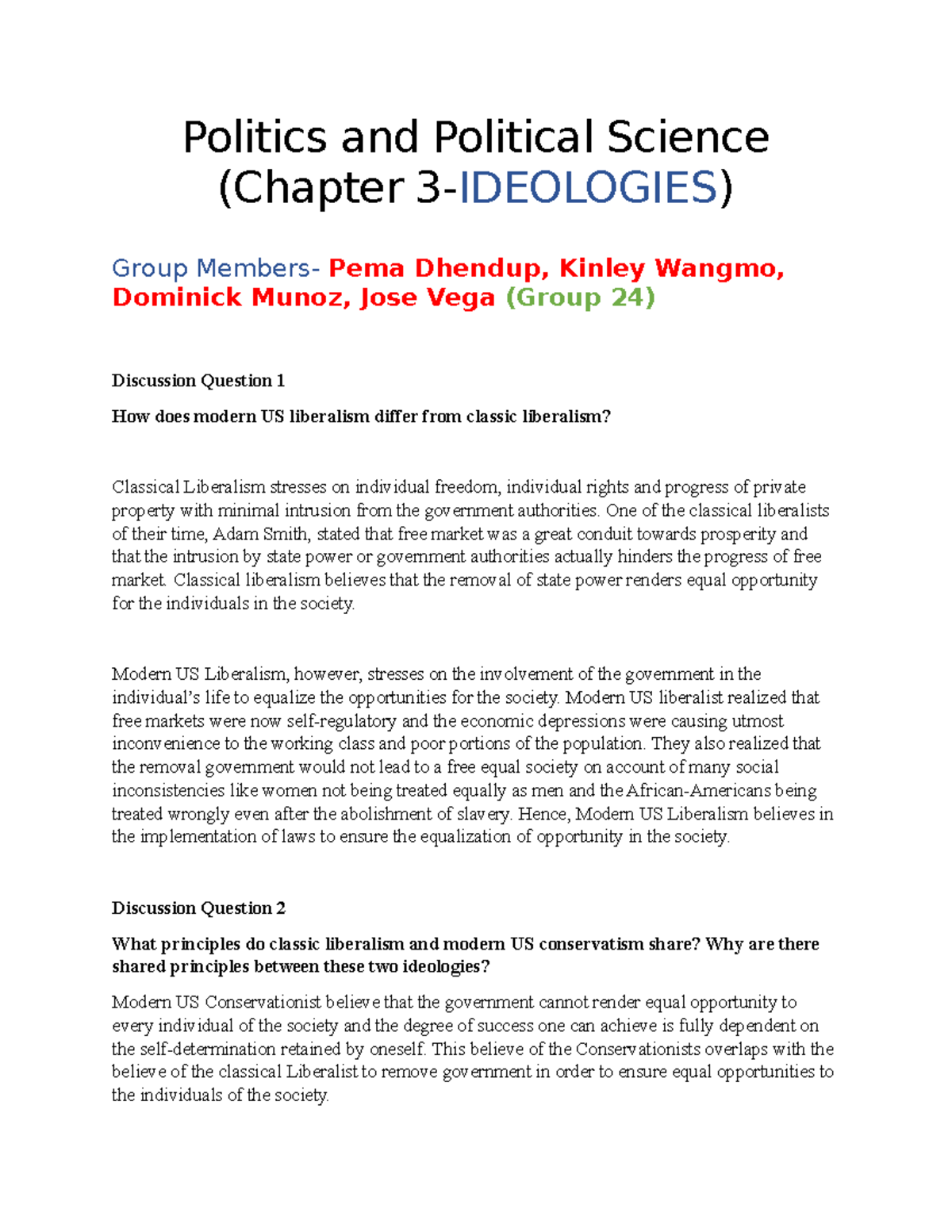 Chapter 3 - Politics and Political Science (Chapter 3-IDEOLOGIES) Group ...