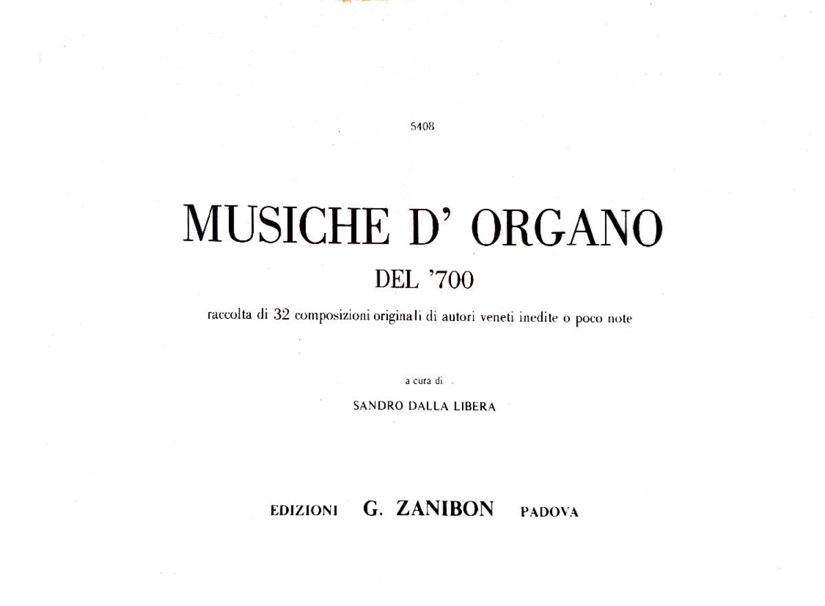 3 Musiche D' Organo DEL '700 - storia della musica - Studocu