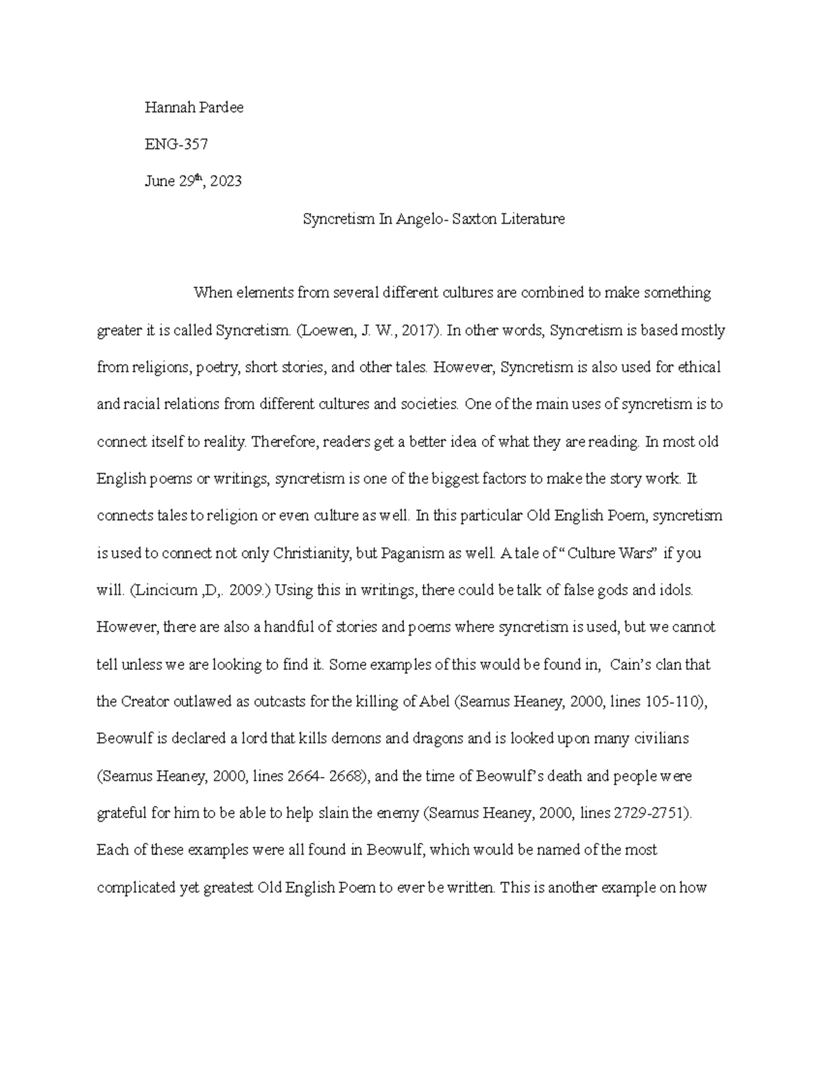 Syncrestism In Anglo Saxton Lit - Hannah Pardee ENG- June 29th, 2023 ...